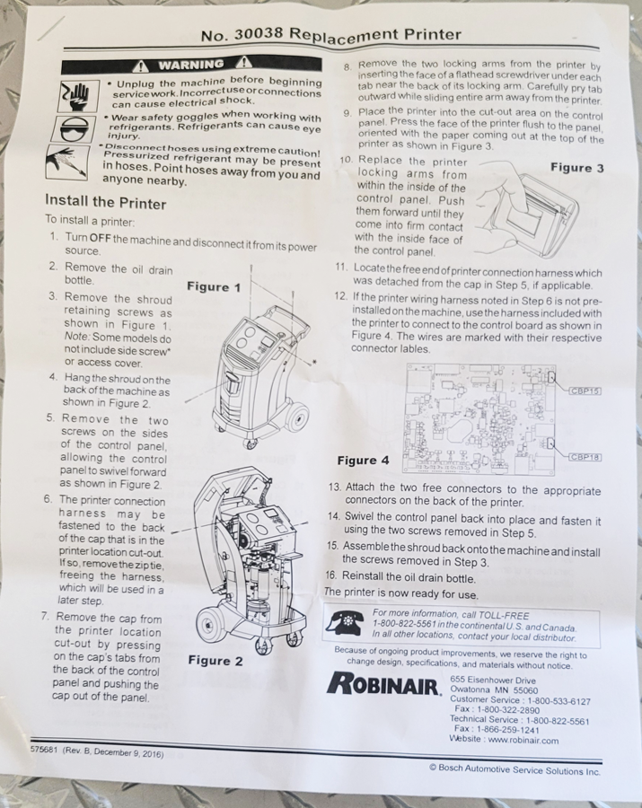 Equipment City — RA20065 ROBINAIR REPLACEMENT PRINTER