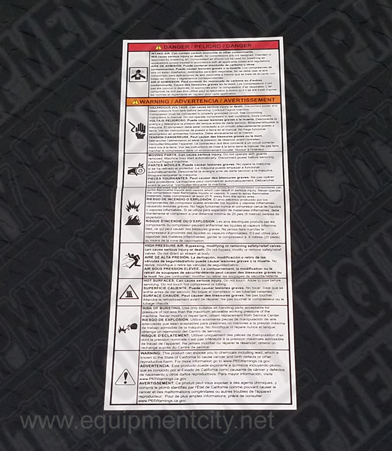 Equipment City — Rolair DECAL GR55G10X PRIME SOURCE 5.5HP COMPRESSOR DECAL